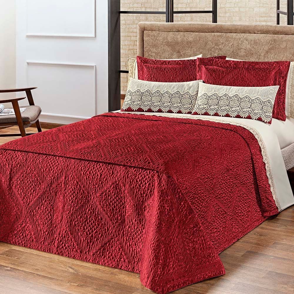 Kit Plaza Super King Vermelho (07 Peças) | MadeiraMadeira