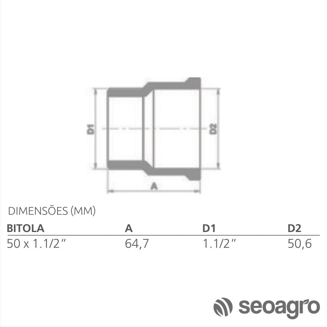 ADAPTADOR BS X PR LONGO IRRIGA-LF 50 X 1.1/2" - KIT C/10 | MadeiraMadeira