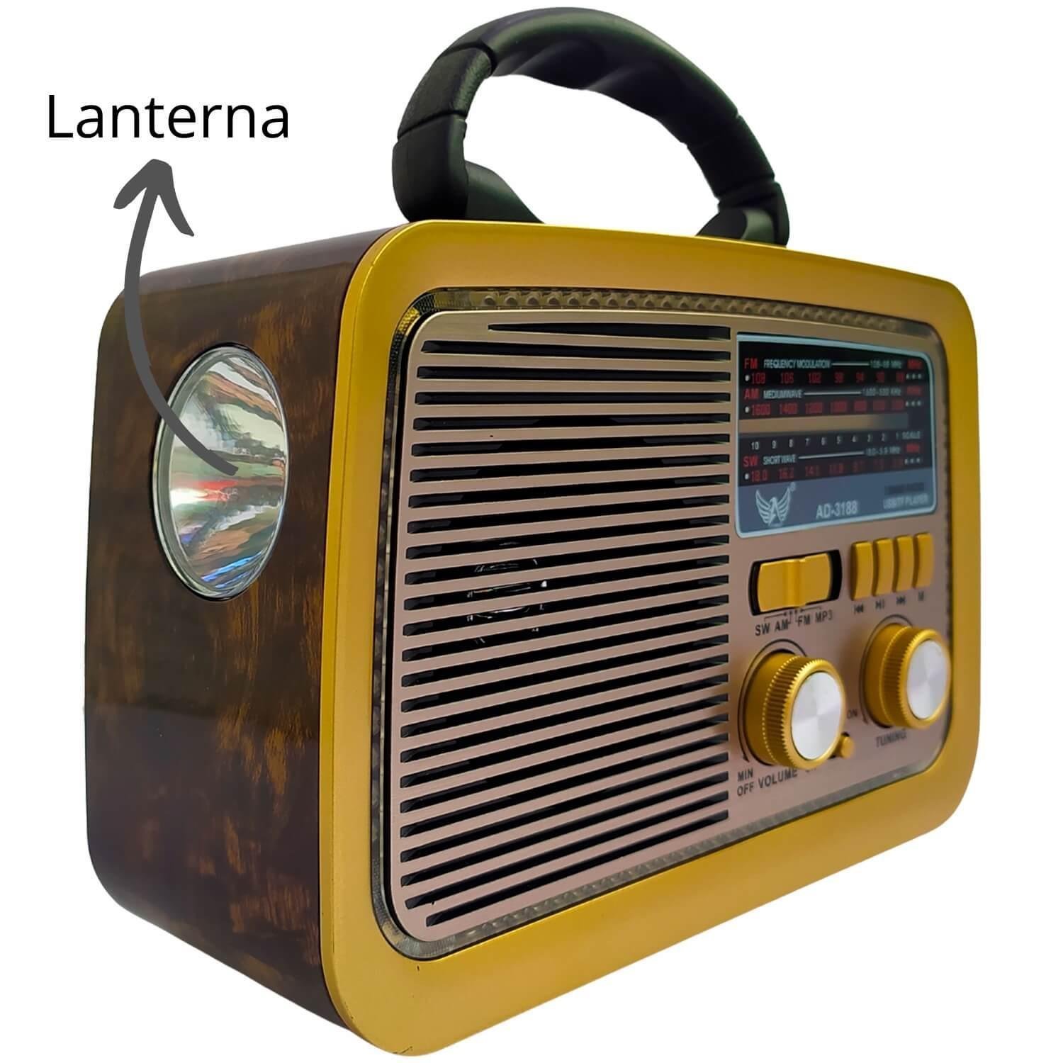 Radio Retro Portátil Am Fm Usb Sd Tf Aux Bluetooth Potente Recarregável ...