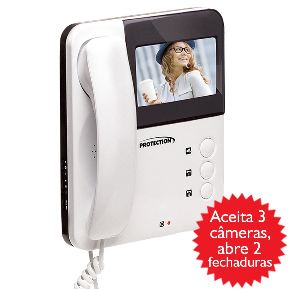 Monitor Extensão para Vídeo Porteiro Aceita Até 3 Câmera e 2 Fechadura ...