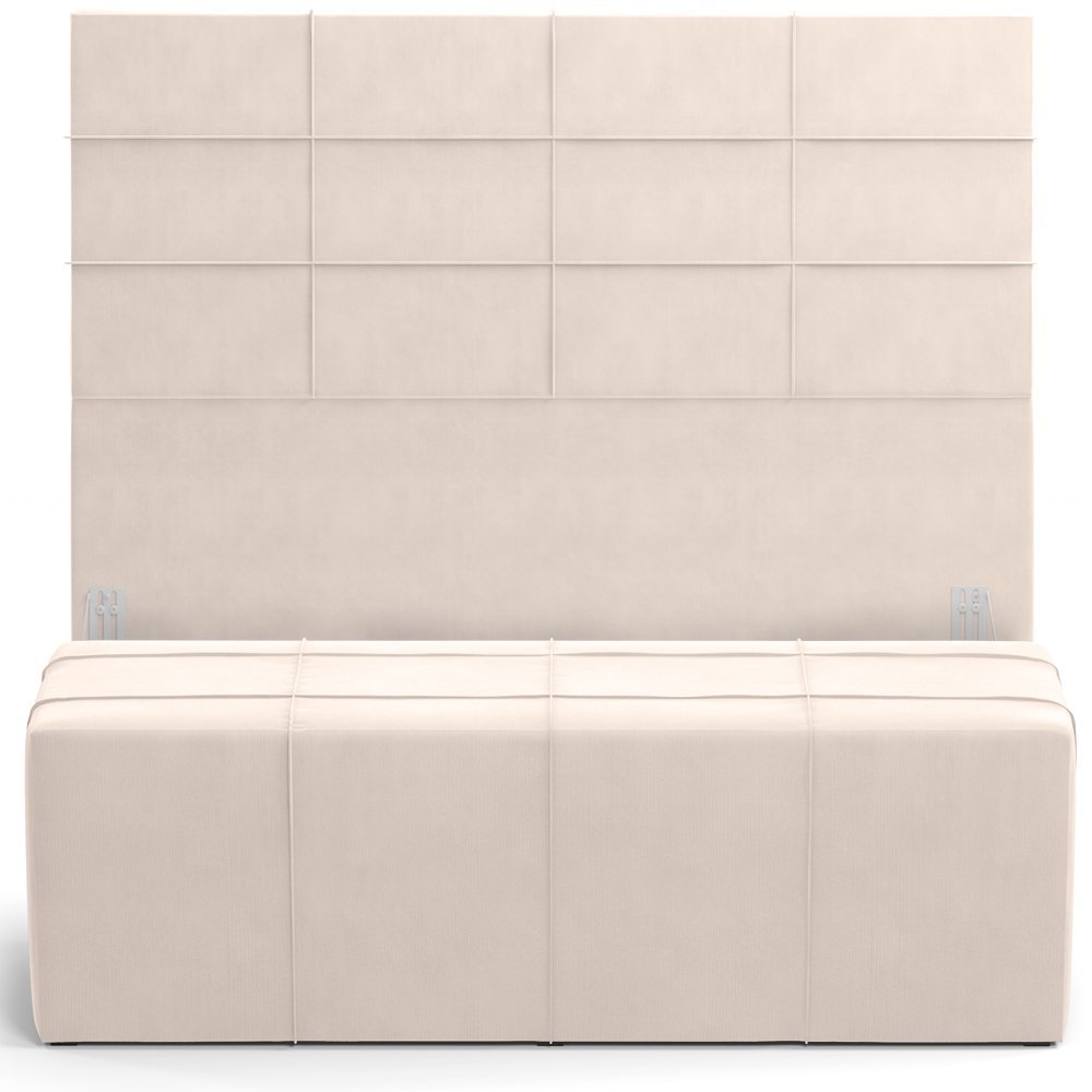 Kit Cabeceira Cama Box Casal 140cm com Calçadeira Roma W01 Suede Bege ...