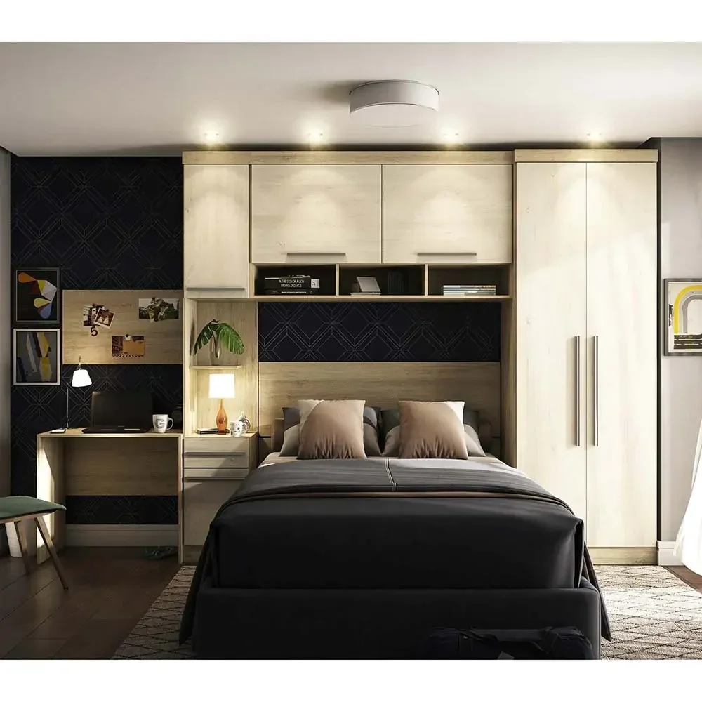 Conjunto Guarda Roupa Modulado Casal 6 Portas 1 Gaveta com Cabeceira e ...