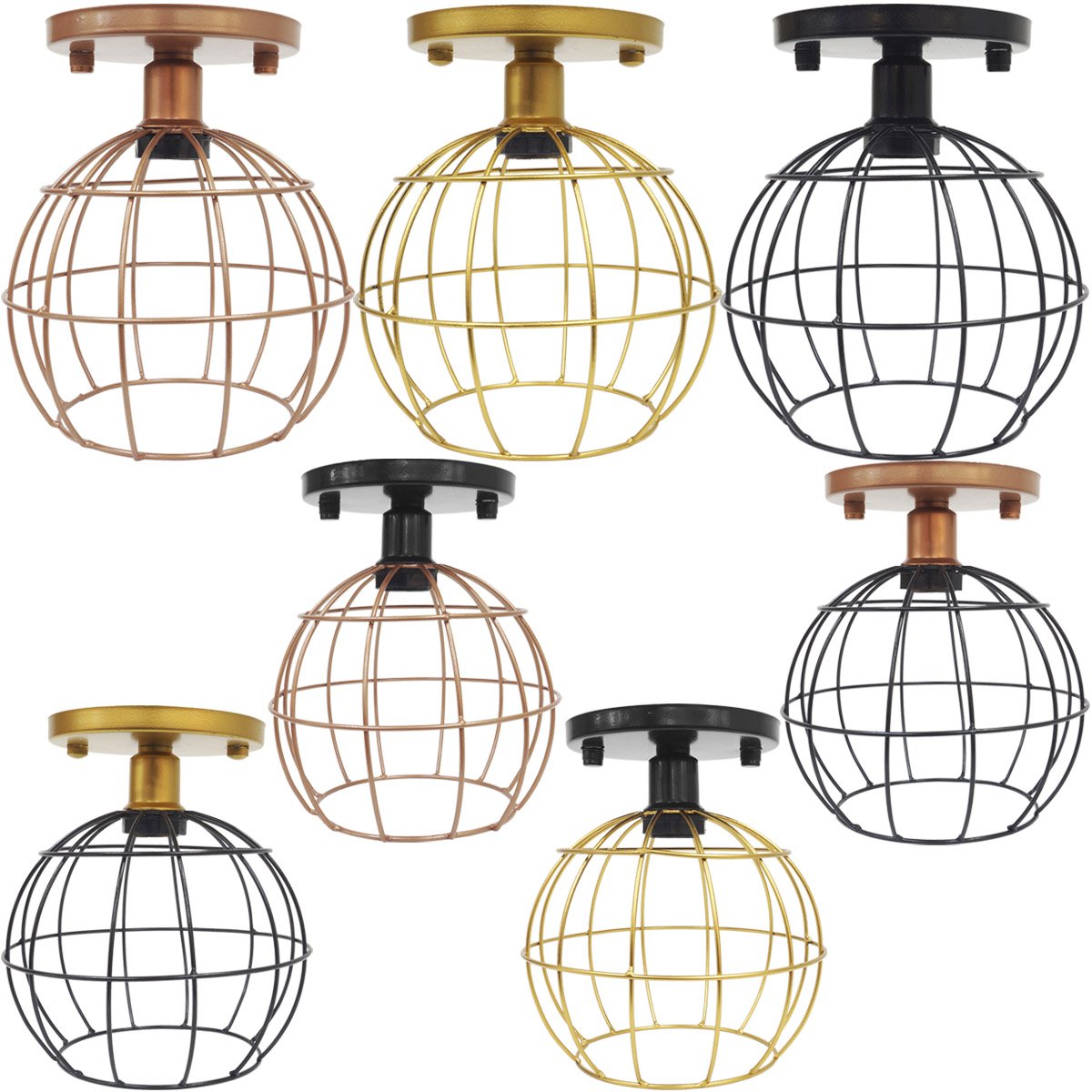 Lustre Teto Plafon Industrial Aramado Globo Retrô Luminária Sobrepor ...