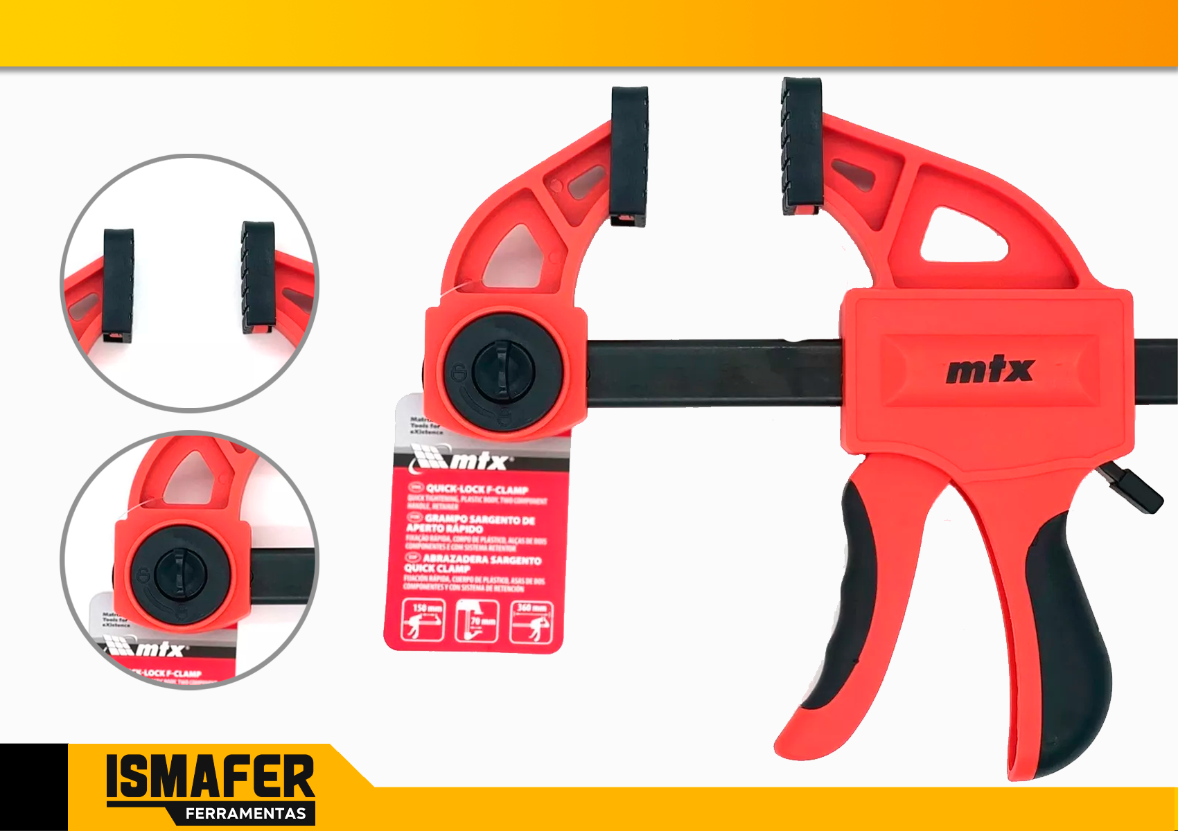 Grampo Tipo Sargento De Aperto Rápido 660mm - Mtx | MadeiraMadeira