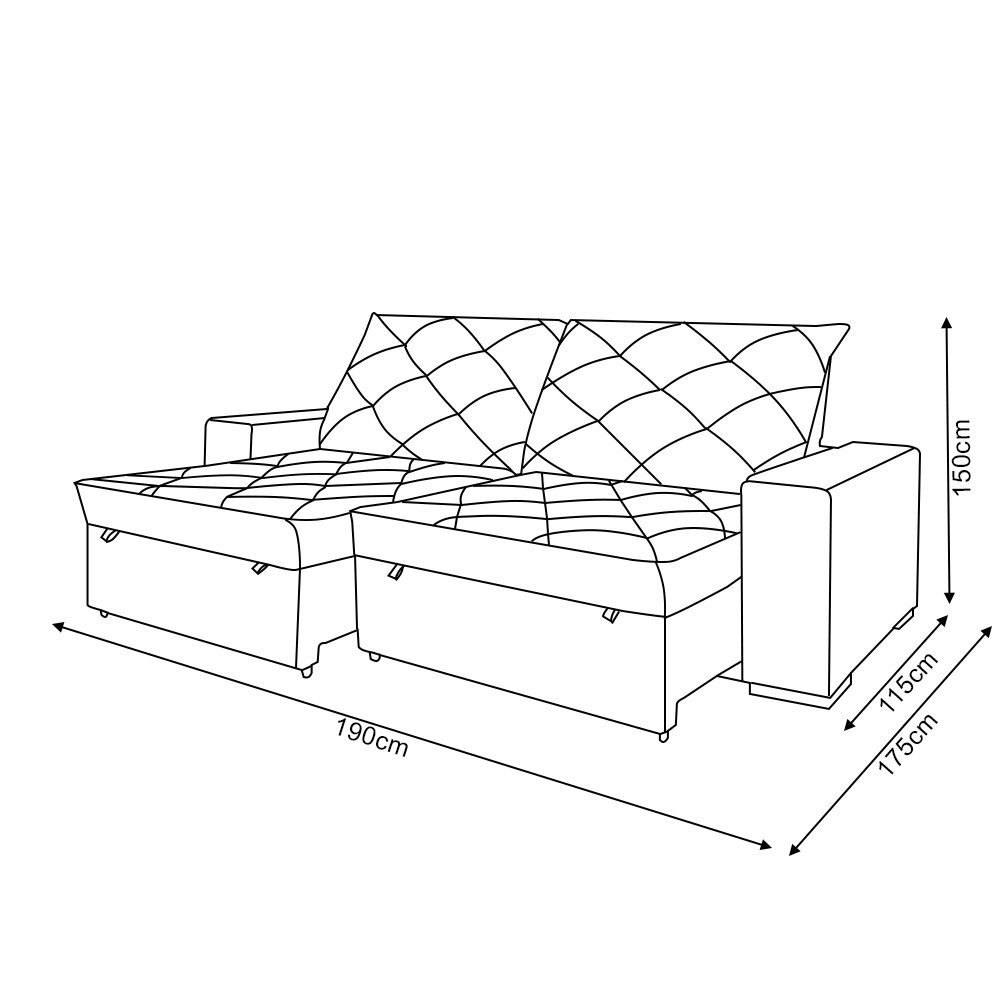 Sofá Retrátil e Reclinavel com Molas Bonnel Athenas 1,90m Veludo ...