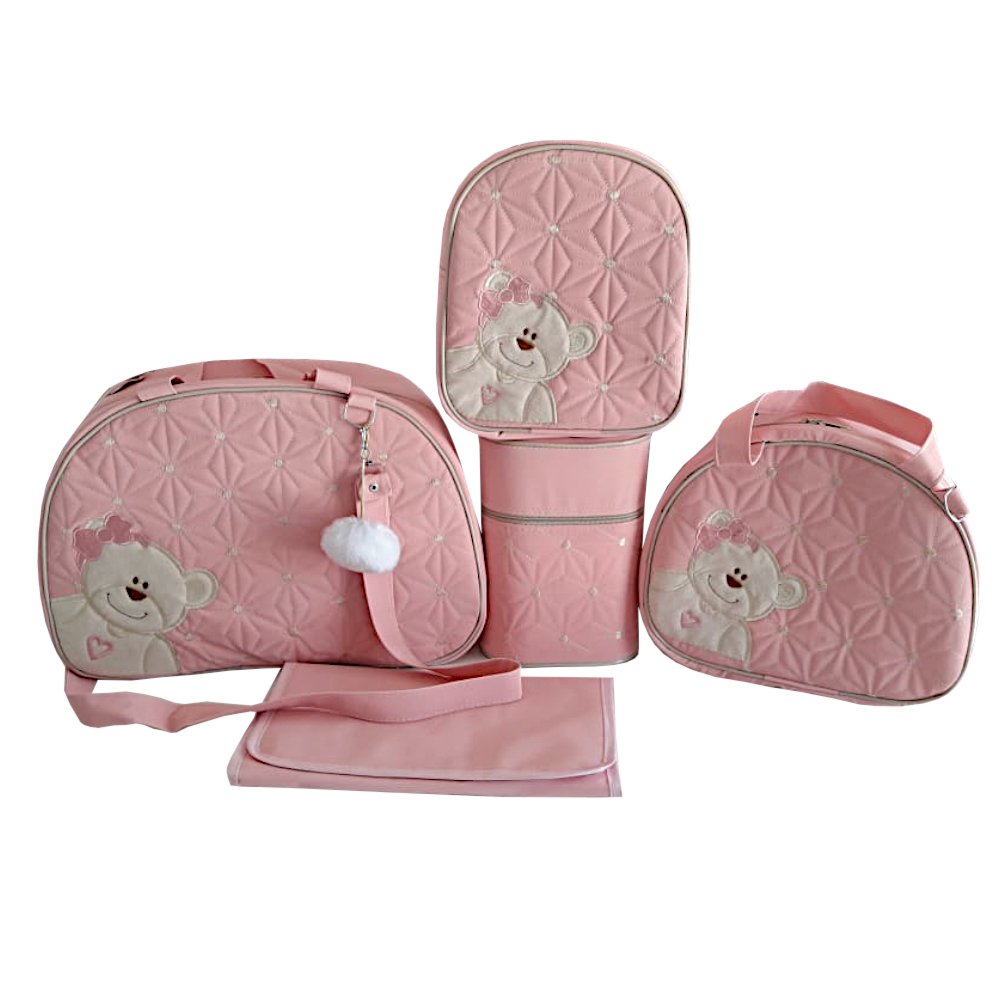 Kit Bolsa Maternidade Menino Menina Unissex Mala Bebe Luxo Cor:Rosa ...