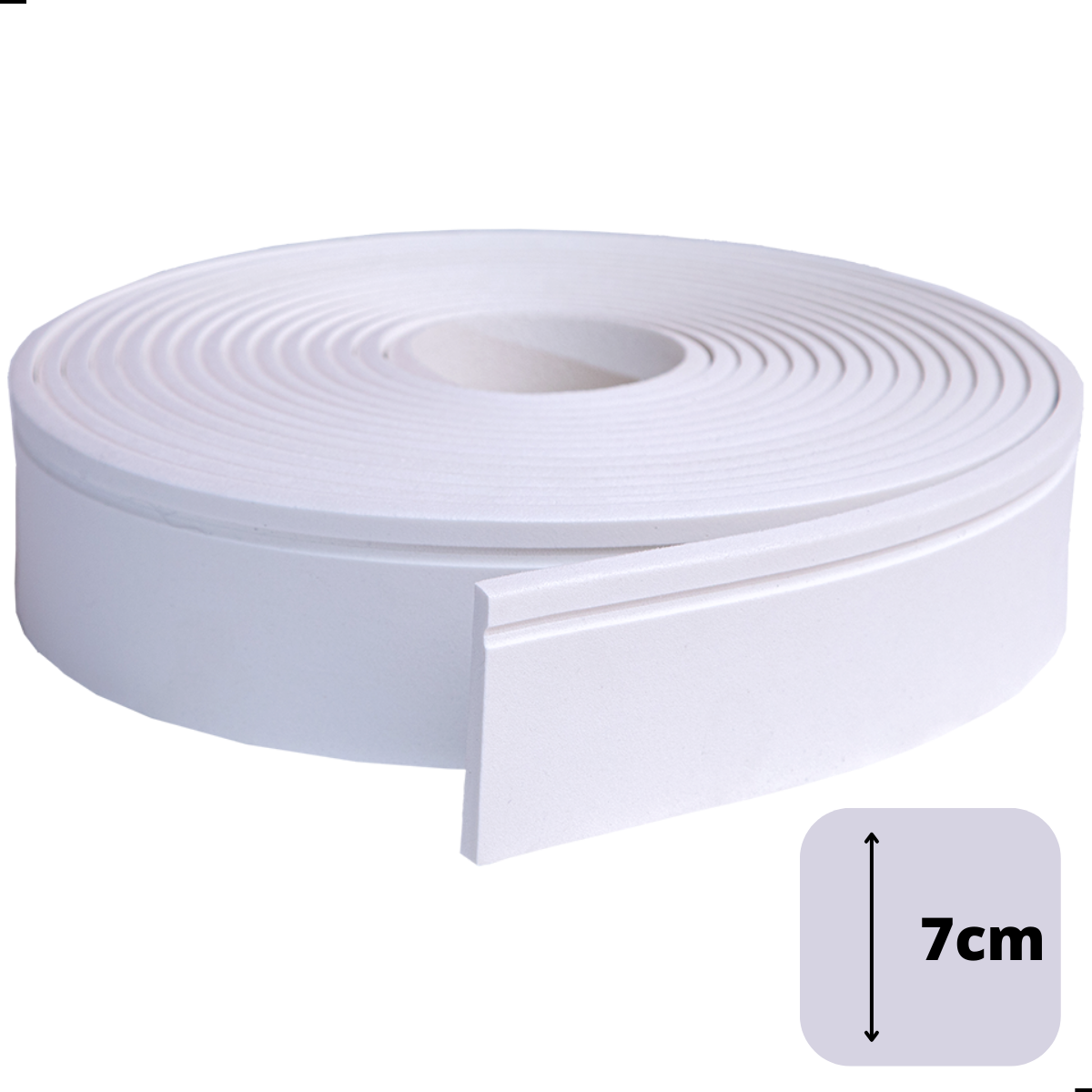 Rodapé de EVA Flexível Autoadesivo 12 metros - 7cm x 0,8cm Branco 7c1 ...