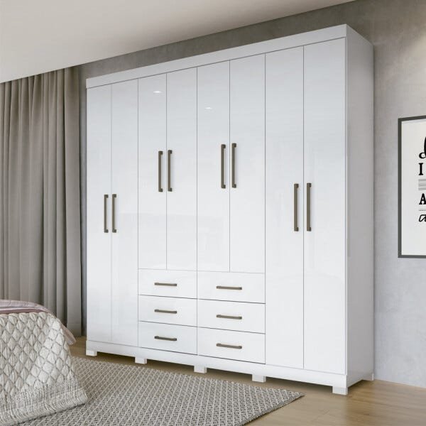 Guarda-Roupa 8 Portas com Pés Liverpool Santos Andira | MadeiraMadeira