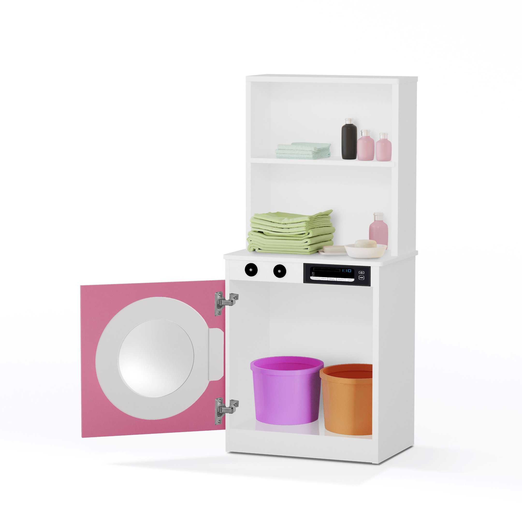 Mini Cozinha Infantil Completa com Lavanderia Rosa em Mdf | MadeiraMadeira