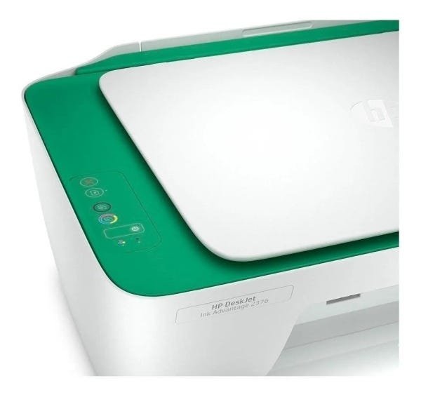 Impressora a cor multifuncional HP Deskjet branca e verde | MadeiraMadeira