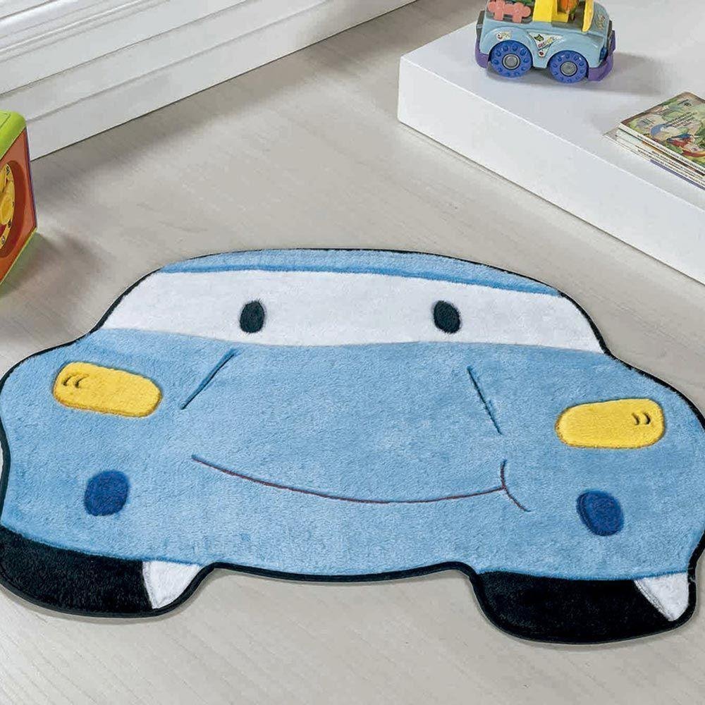 Tapete Infantil De Pelúcia Carro Azul Turquesa | MadeiraMadeira