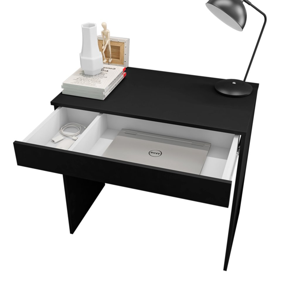 Escrivaninha Alexia Preta Com Gaveta - Vallisa Decor | MadeiraMadeira