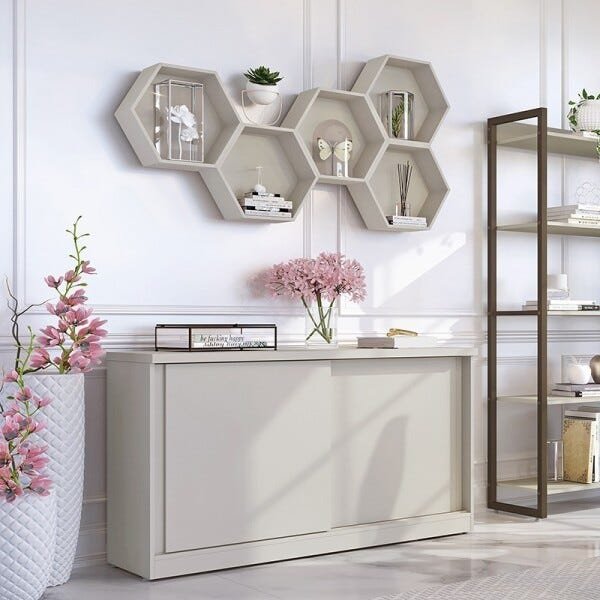 Nicho Hexagonal 51 Cm Minas Office - Malaga | MadeiraMadeira