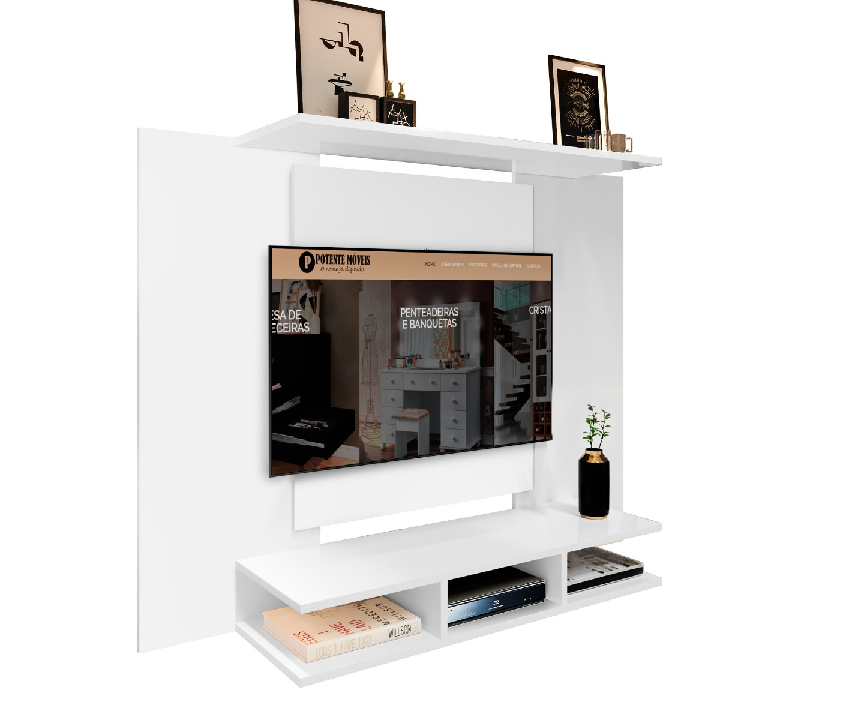 Painel tv até 50 polegadas branco e suporte tv universal | MadeiraMadeira