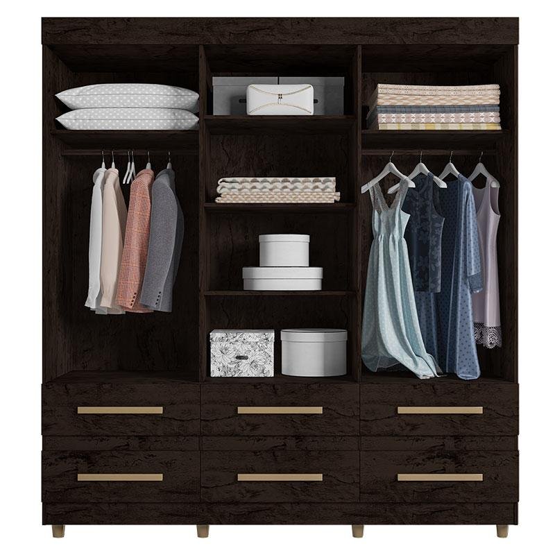 Guarda Roupa Casal 66020 Café com Espelho - Araplac | MadeiraMadeira