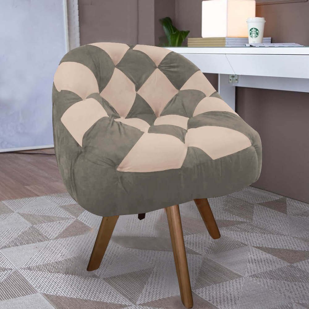 Poltrona Paloma Escritório Sala Giratória Madeira Suede Cappuccino e ...