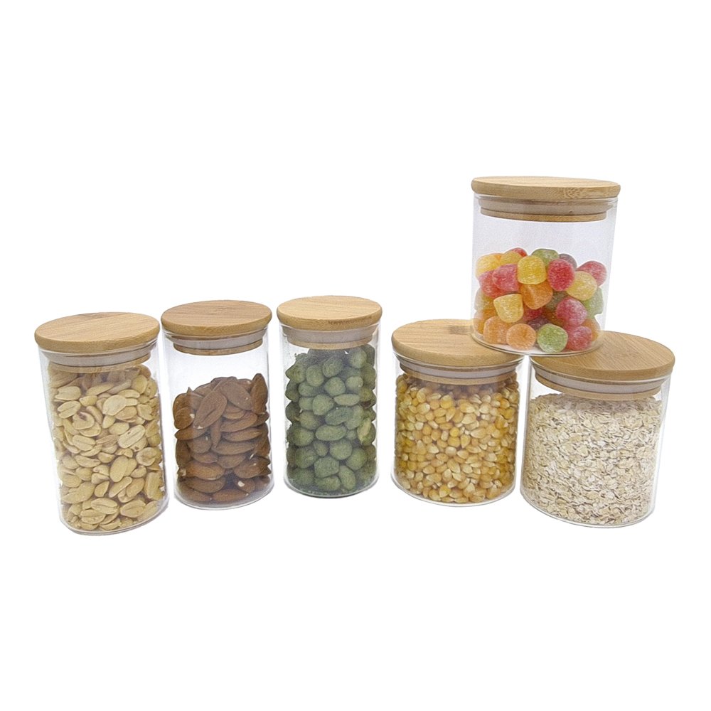 Conjunto de Potes Herméticos com Tampa de Bambu - 6 peças | MadeiraMadeira