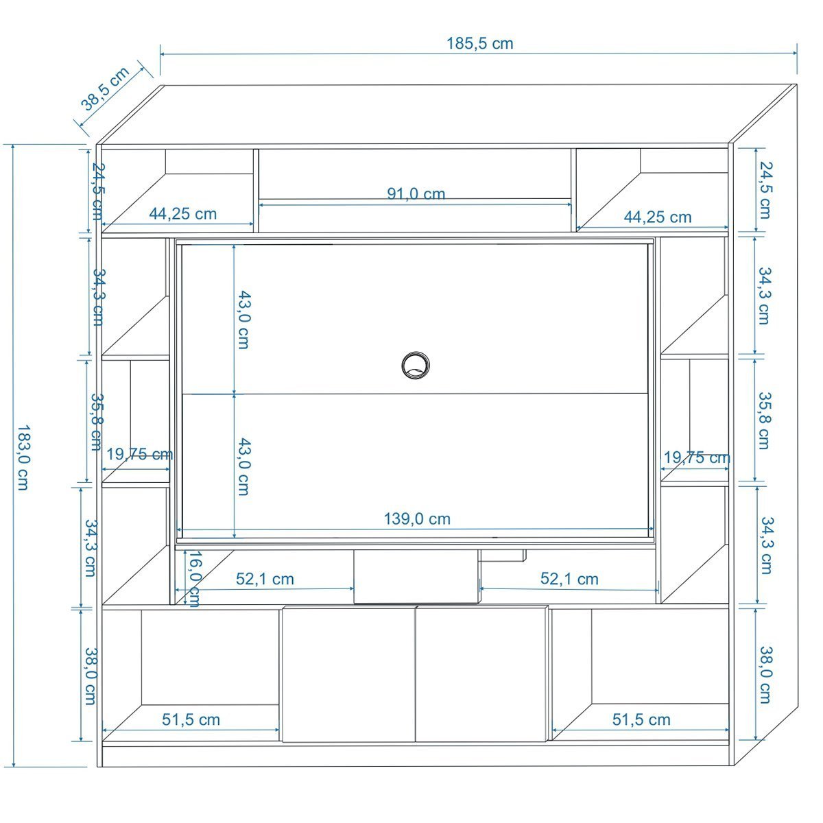 Estante Home Divisor de Ambientes Duo Avelã/Cinza Velluto | MadeiraMadeira