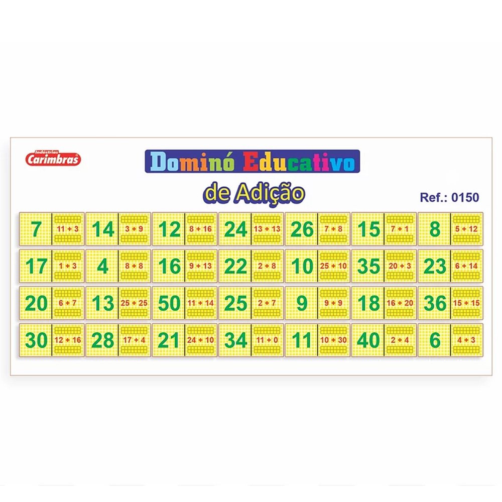 Jogo Educativo de Matemática e Pedagógico Dominó de Adição | MadeiraMadeira
