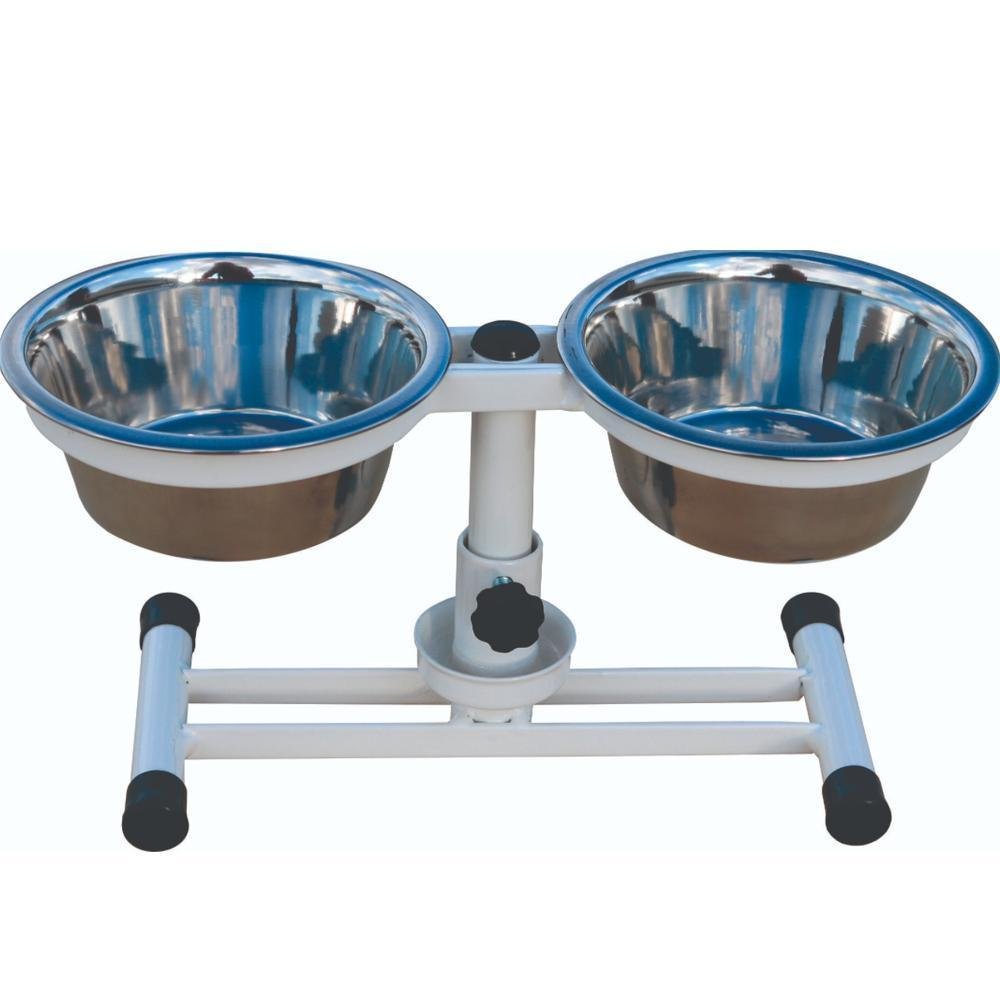 Comedouro Duplo com Tigela Inox 400 Ml Ajuste de Altura | MadeiraMadeira