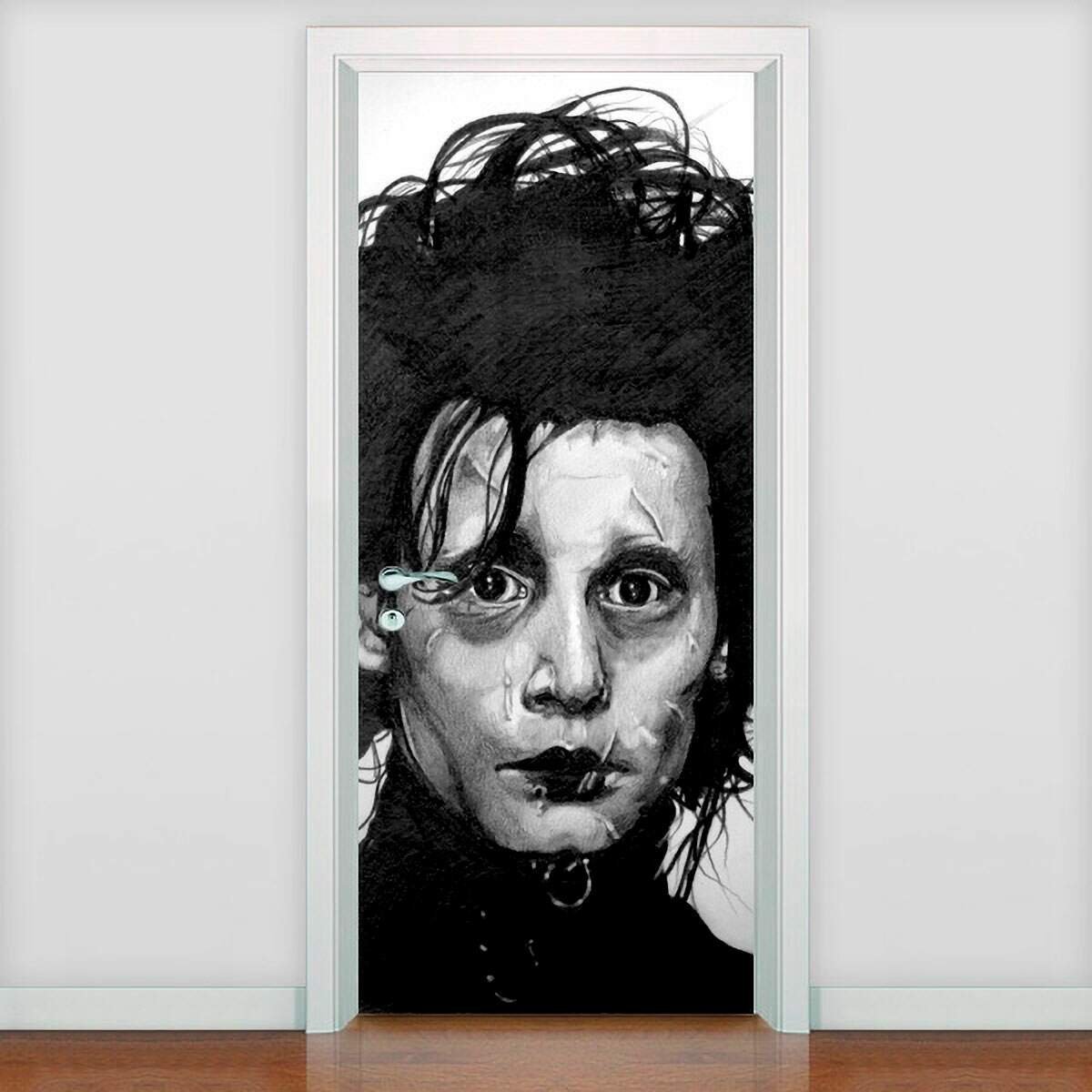 Adesivo Para Porta Personalidades Edward Mãos De Tesoura- 93X210Cm ...