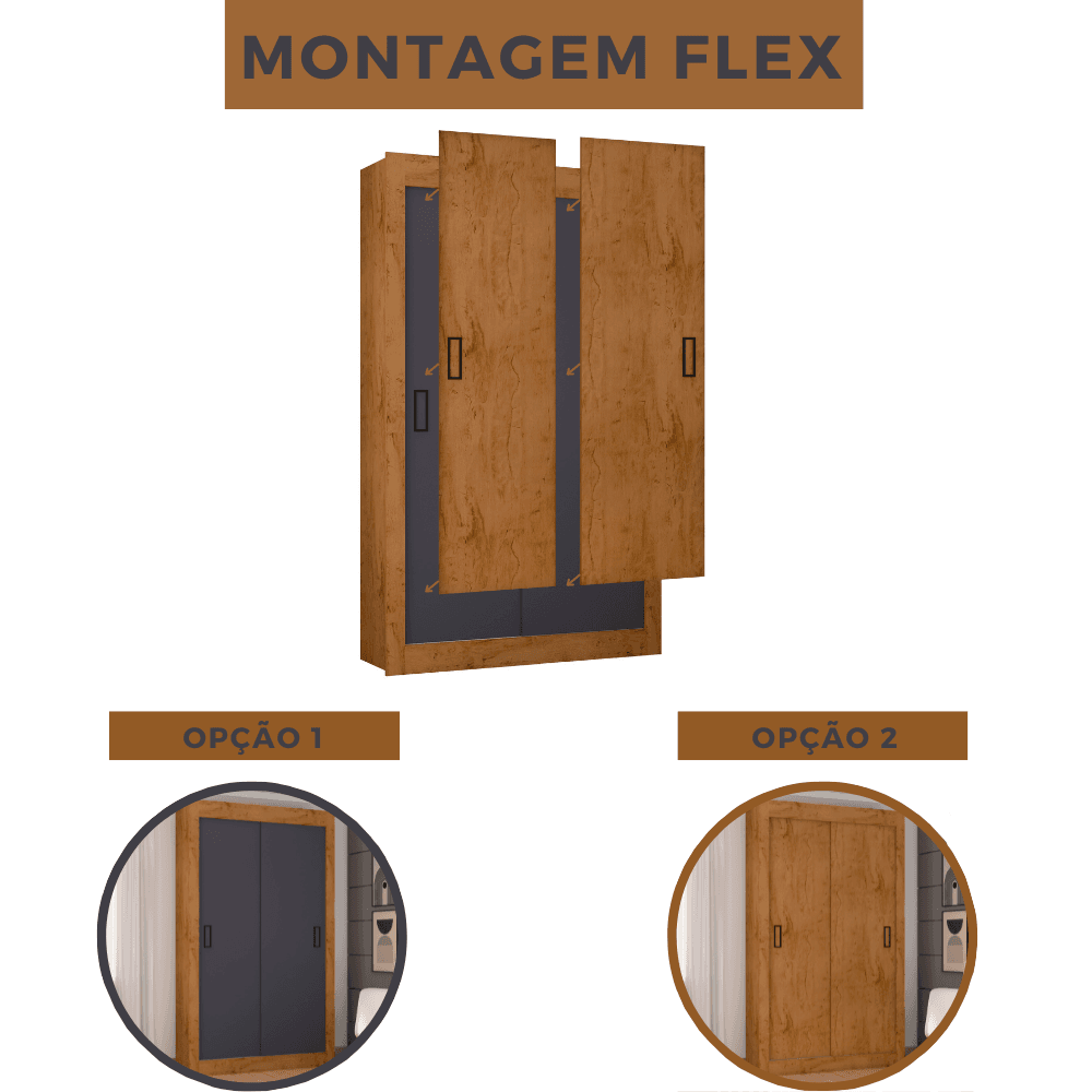 Guarda Roupa 22020 2 Portas Freijó e Carbono / Freijó Araplac ...