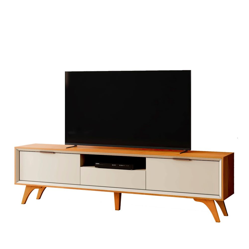 Rack para Tv 75 Polegadas com 3 Portas Viena Pés Madeira Maciça ...