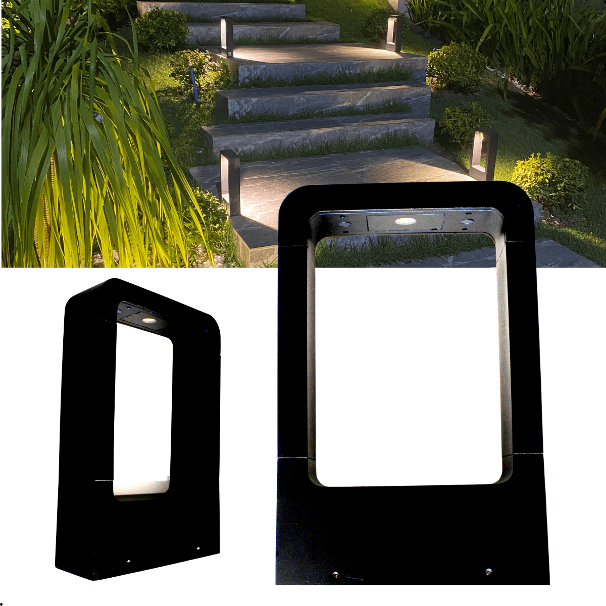 Kit de 2 Luminárias Balizador Moderno Retangular de Jardim Piso Led ...