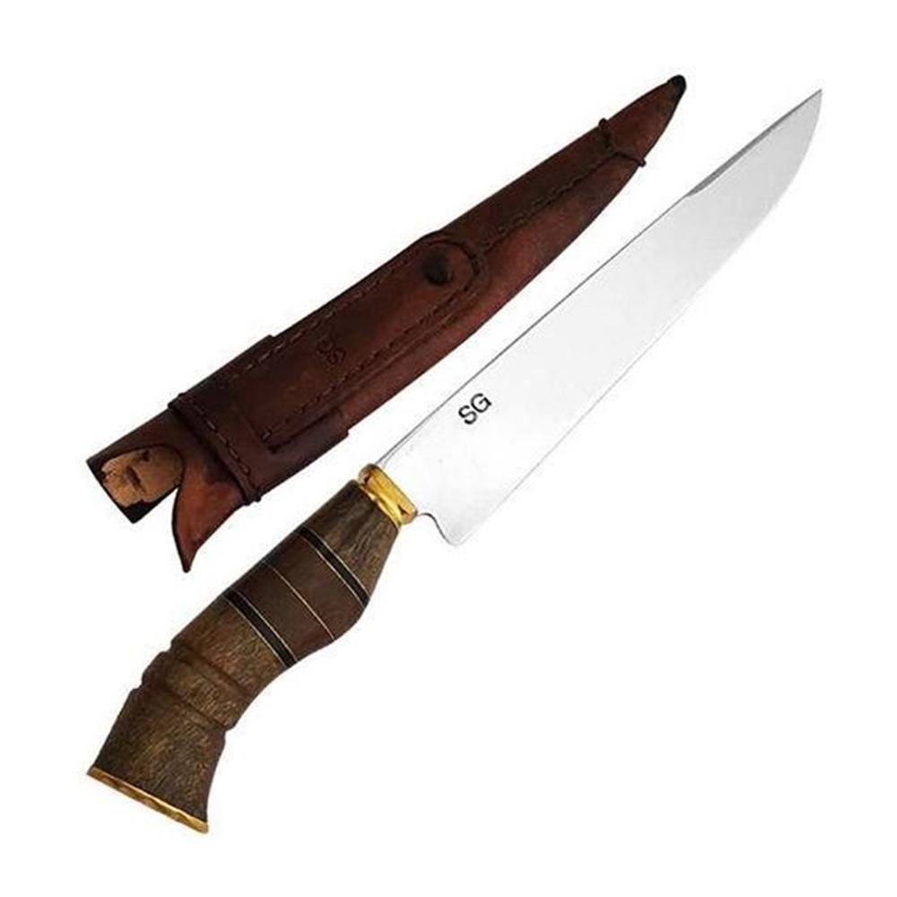 Faca Ponta Fina Cabo de Madeira Wood Caçador 12"- SG | MadeiraMadeira