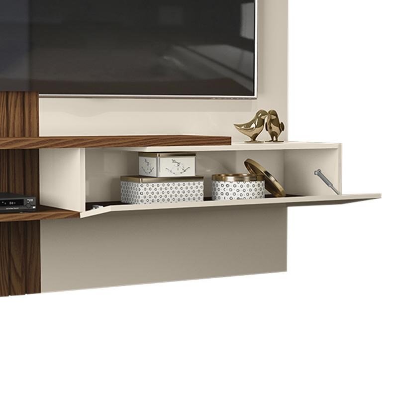 Painel Ripado Tele Porta Basculante para TV de até 65” Creme/Caiena ...