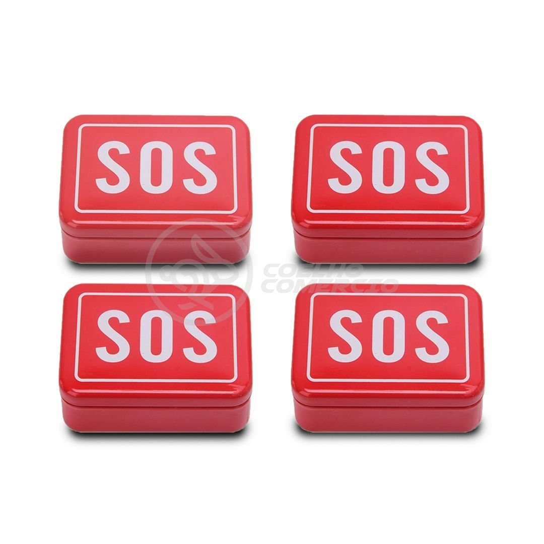 4 Mini Kits Sos Camping Tz-02 Lata de Ferramentas Compacta para Acampar ...