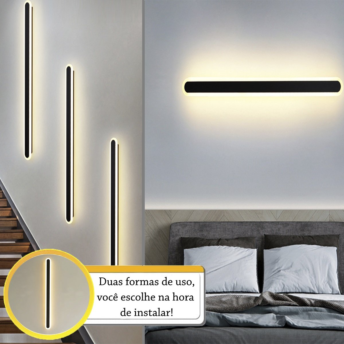 Arandela Linear Acrilico Borda Luminosa 60 Cm Led Lup98 | MadeiraMadeira