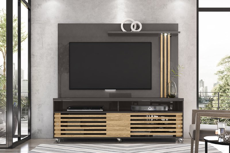 Home para TV até 65 polegadas Aussie Ultimate:Titânio/Carvalho ...