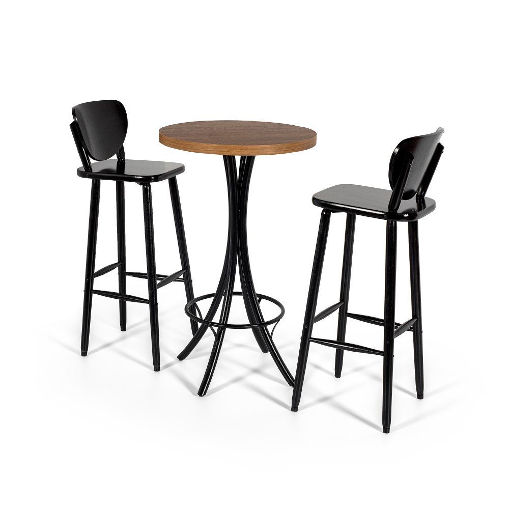 Conjunto Mesa Alta Bar Redonda Tampo em MDF Noronha com 2 Banquetas de ...