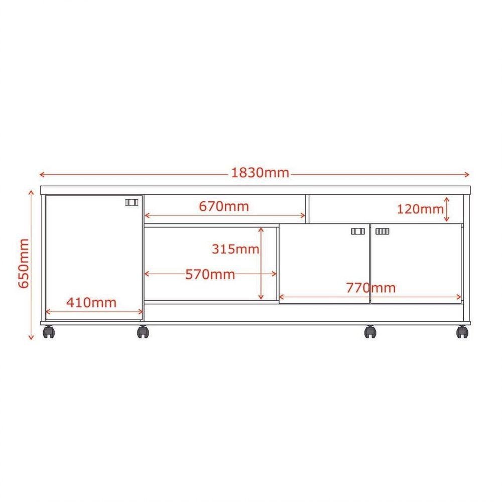 Bancada Dallas Canela/Off White 3 Portas 2 Prateleiras 5 Nichos E ...