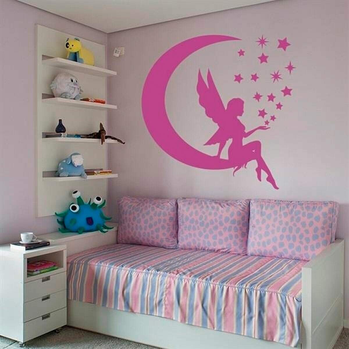 Adesivo de Parede Infantil Fadinha na lua Mod. 6-Extra Grande 99x100cm ...