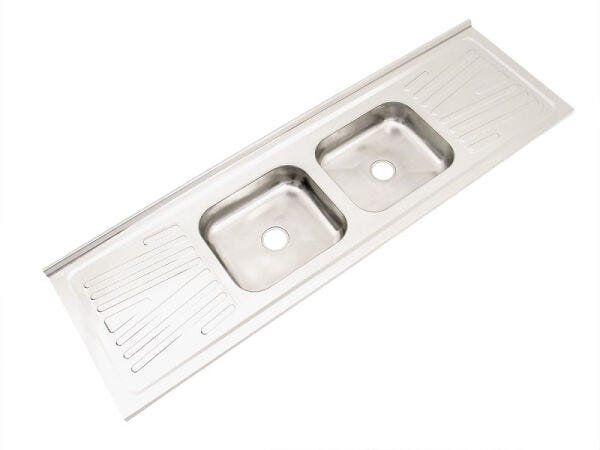 Pia para Cozinha em Inox com Cuba Dupla 180x52cm Fabrinox | MadeiraMadeira