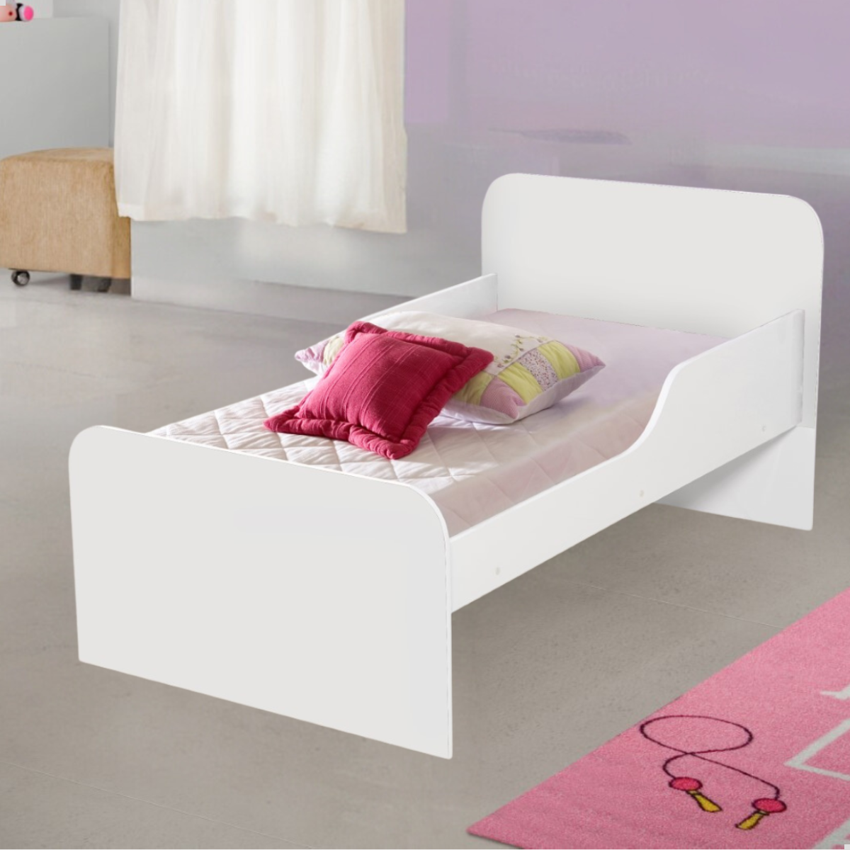 Mini Cama Infaltil Branca 100% Mdf com Colchão | MadeiraMadeira
