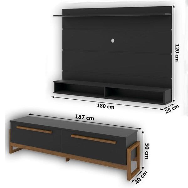 Conjunto Sala Rack Mercurio Painel Marte para TV até 65 Polegadas | MadeiraMadeira