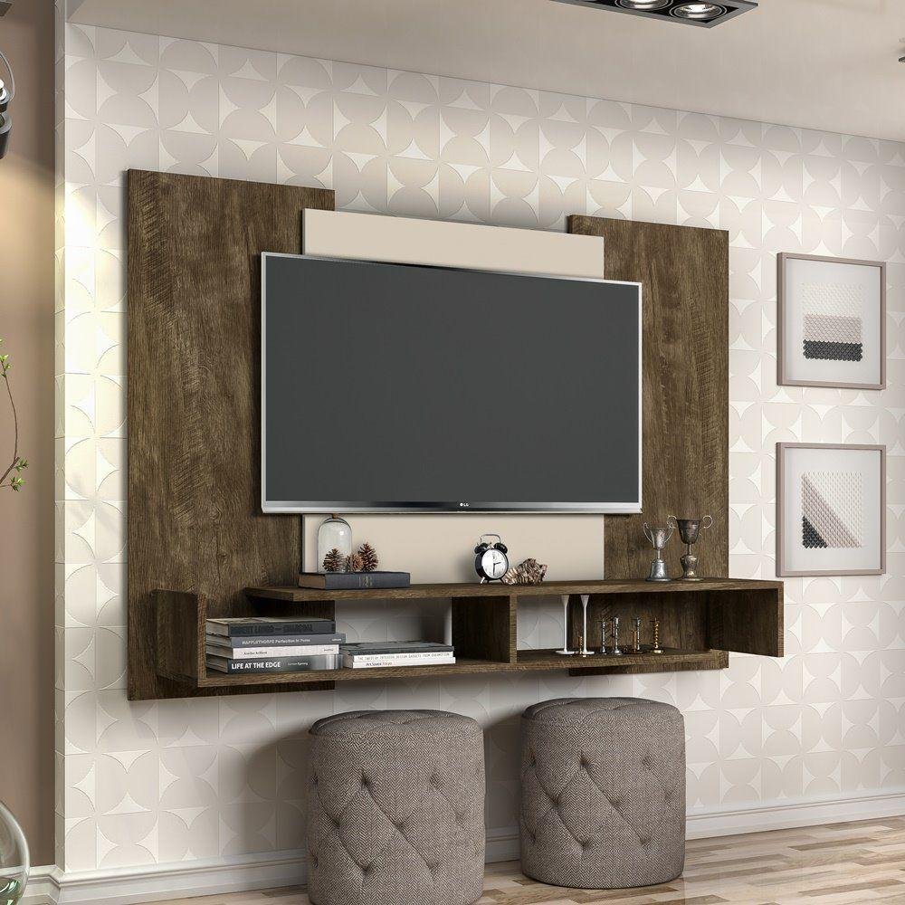 Painel Tv 42 Polegadas Mônaco Cambel Castanho/Off White | MadeiraMadeira