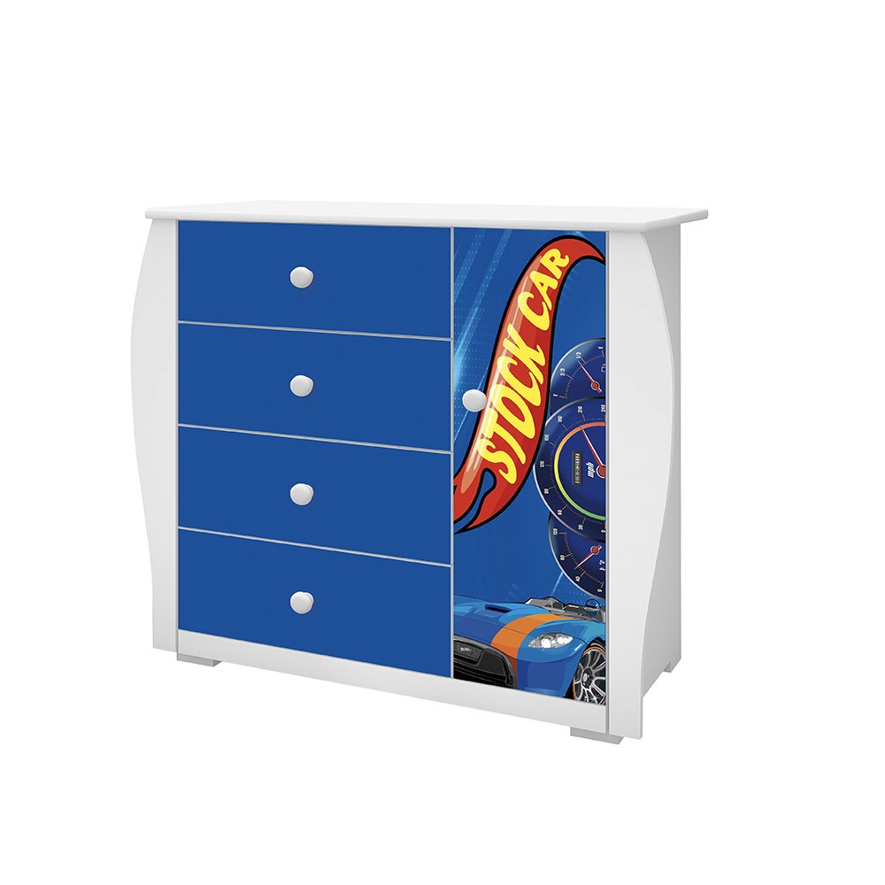 Quarto Infantil Carro Cama + Guarda Roupa + Cômoda + Escrivaninha Stock ...