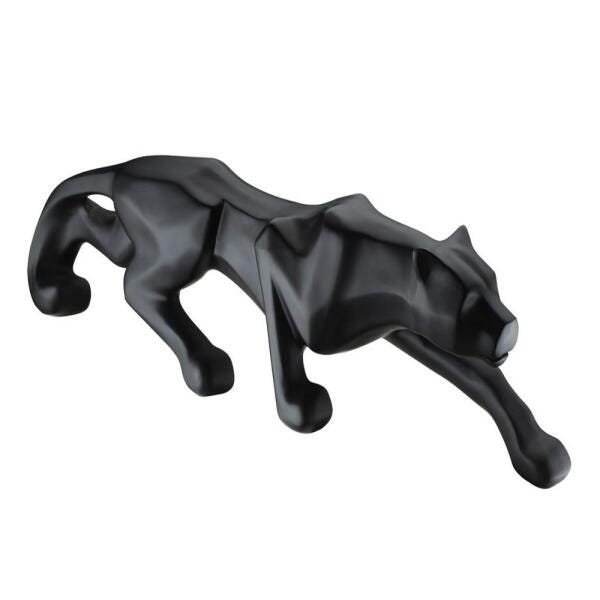 Escultura Pantera Pequena Posição de Ataque Preta | MadeiraMadeira