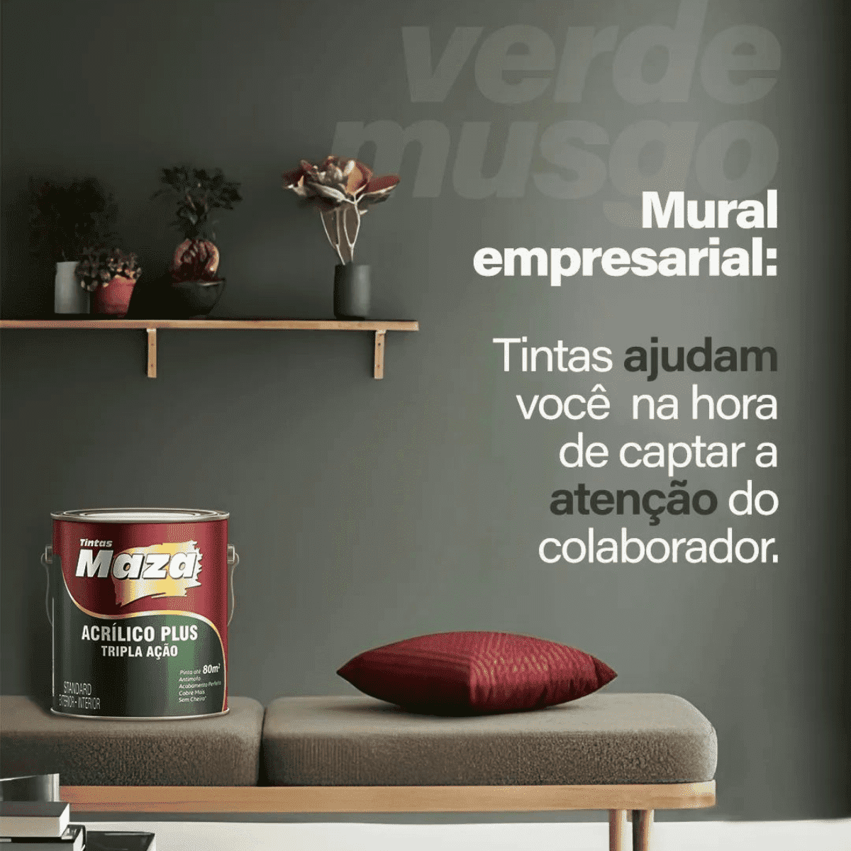 Tinta Acrílica Fosca Plus Tripla Ação Parede Teto Galão 3,6 Litros MAZA ...