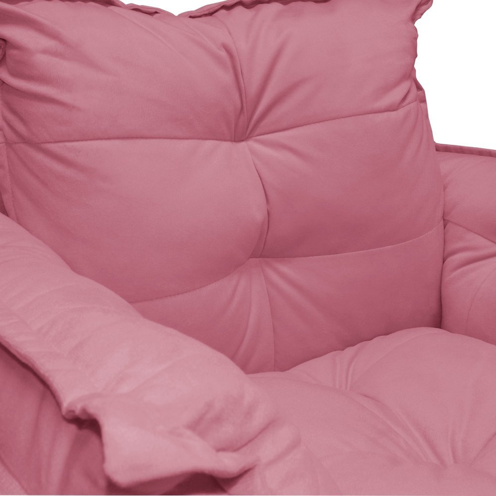 Poltrona Sala de Estar Base Giratória de Metal Opala Suede Rosa Barbie ...