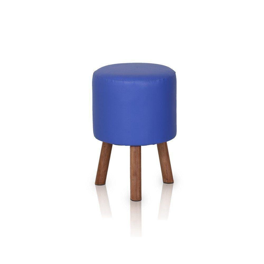 Puff Banqueta Round Nobre Madeira Azul Royal Stay Puff | MadeiraMadeira