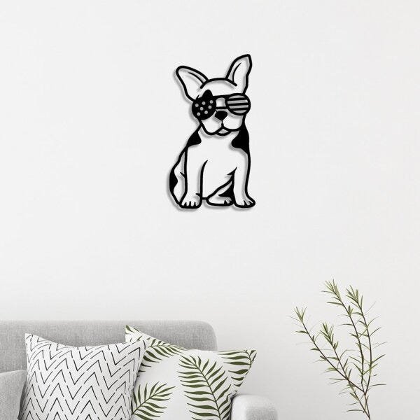 Escultura de Parede em MDF Bulldog Óculos | MadeiraMadeira