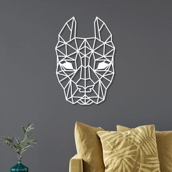 Escultura de Parede em MDF Cachorro Pitbull Geométrico 2 | MadeiraMadeira