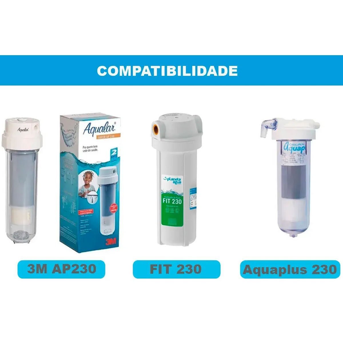 Kit 2 Refil de Reposição Filtro POU Acqua AB230 Tripla Filtração Carvão ...