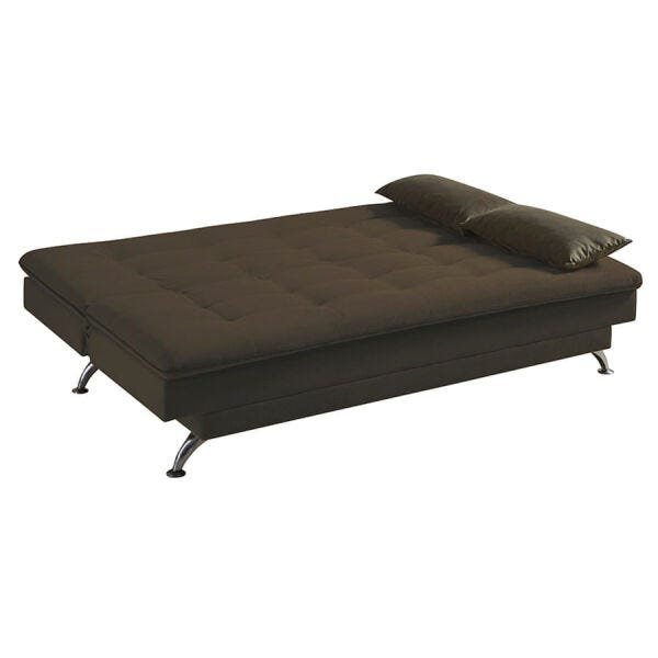Sofá Cama Fidelis com Pés de Metal Suede Pena Marrom OOL Sofá Cama ...