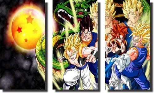 Quadro Dragon Ball Z Goku Super Sayajin 3 peças | MadeiraMadeira